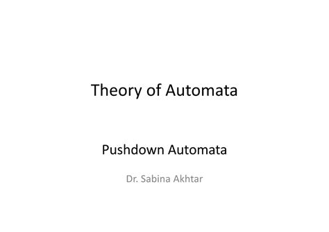 Lecture Pushdown Automata Am Theory Of Automata