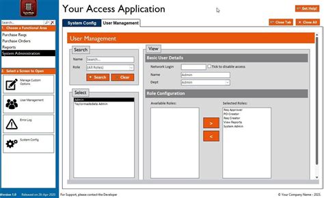 Access Database Menu System Customise Yourself Etsy