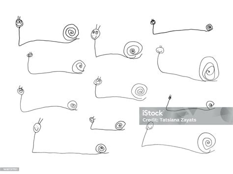 아이들은 손으로 그린 달팽이 세트를 스케치합니다 달팽이의 어린이 낙서 컬렉션입니다 귀여운 편집 가능한 일러스트 에스카르고에 대한 스톡 벡터 아트 및 기타 이미지 Istock