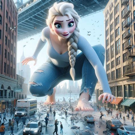 Giantess Elsa Crouched Under Bridge By Memesrus1234 On Deviantart
