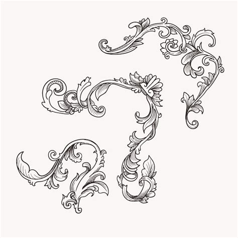 Conjunto De Ornamentos De Moldura Barroca Vintage Vetor Premium