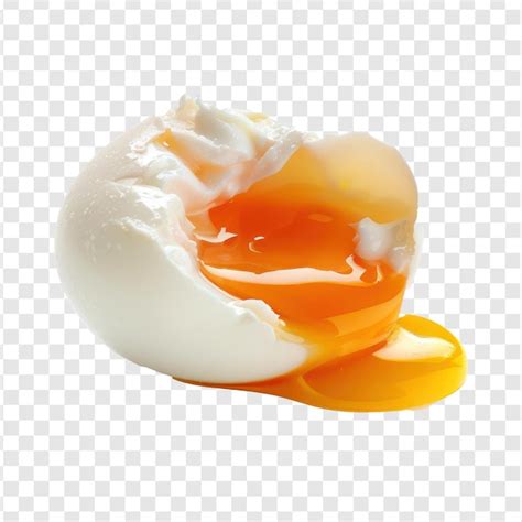 Poached Egg Side View Full Length On Transparency Background Psd