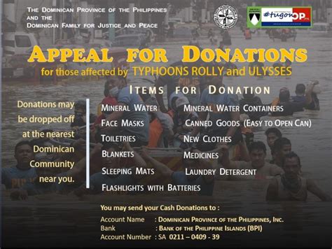 Call For Donations For The Victims Of Typhoons Rolly And Ulysses