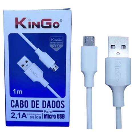 Cabo De Dados Micro Usb V8 Tamanho 1 Metro 2 1a Kingo Homologado Anatel