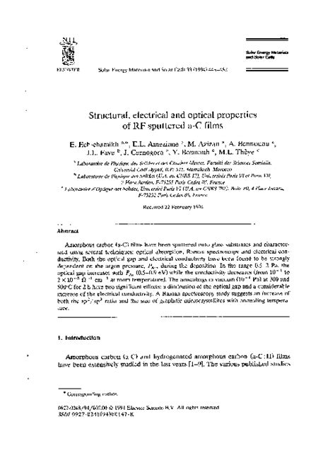 Pdf Structural Electrical And Optical Properties Of Rf Sputtered Ac Films