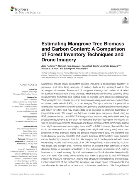 Pdf Estimating Mangrove Tree Biomass And Carbon Content A Comparison