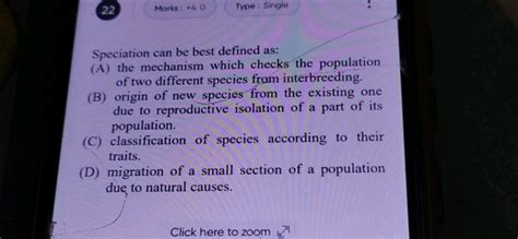 22 Marks Type Single Speciation Can Be Best StudyX