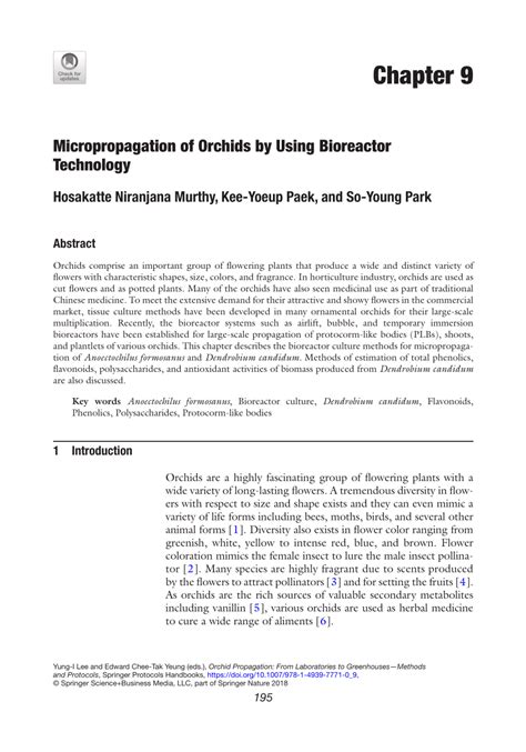 Pdf Micropropagation Of Orchids By Using Bioreactor Technology