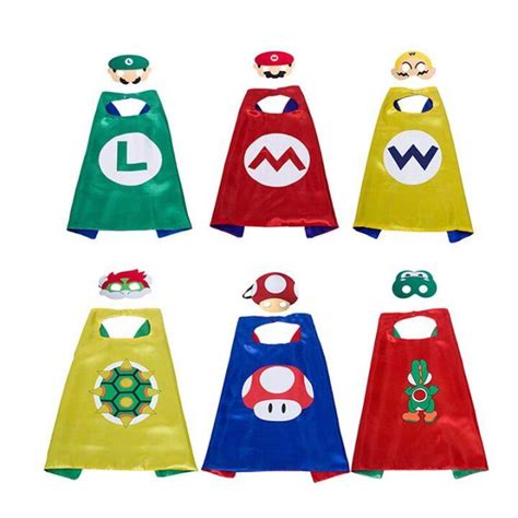 Super Mario Bro Cloak Anime Game Luigi Yoshi Bowser Cape Mask Set