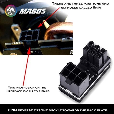 VGA PSU Adapter Elbow Head GPU Power Steering Connector PCI E 6Pin 8Pin 180 Degree Rotating