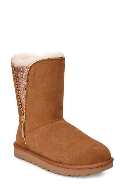 Ugg Classic Sequin Inset Zip Boot In Chestnut Suede Modesens