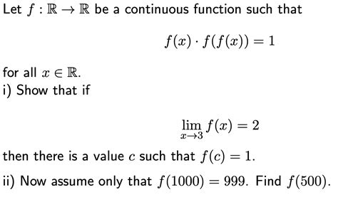 Solved Let Fr→r Be A Continuous Function Such That