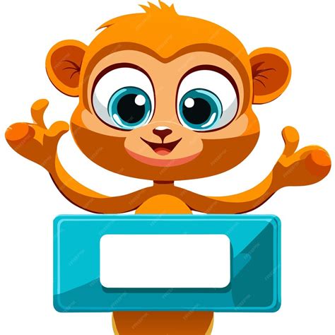 Cute Monkey Poster Frame Template Signboard Hand Drawn Flat Stylish