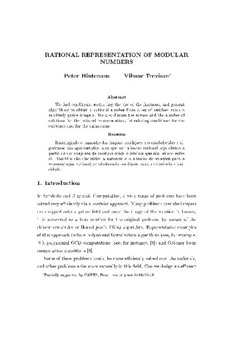 Pdf Rational Representation Of Modular Numbers
