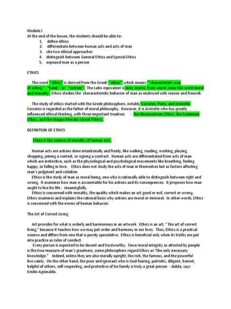 module 1 ethics pdf morality human nature