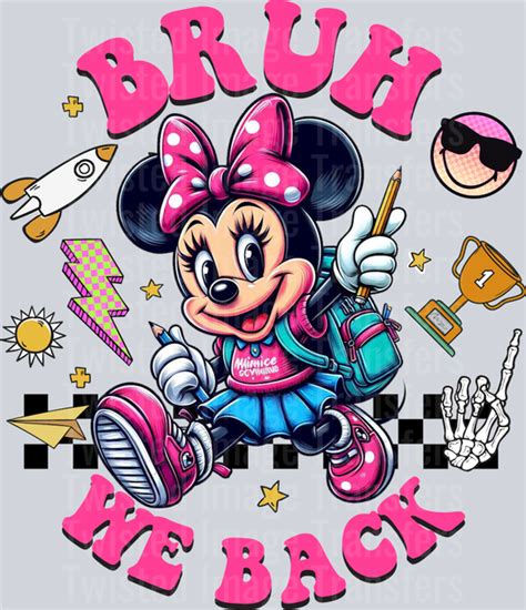 Back To School Minnice In Pink Dtf Direct To Film Transfer Twisted