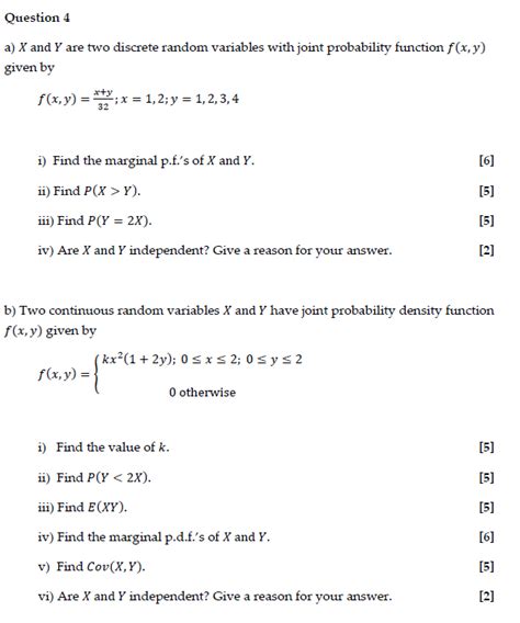 Solved Question A X And Y Are Two Discrete Random Chegg