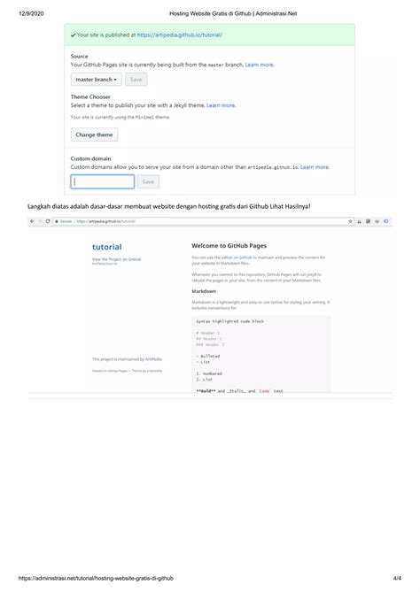 Hosting Website Gratis Di Github