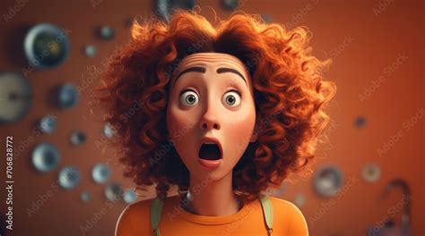 놀라는 표정의 여자 애니메이션 캐릭터 얼굴 사진 Stock Illustration Adobe Stock