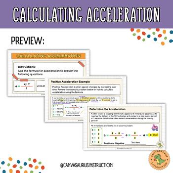 Science Activity Calculating Acceleration By Canvasaurus Instruction