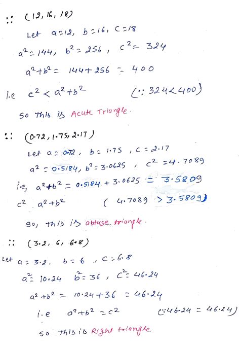 [solved] classify each triangle with the set of side lengths given as