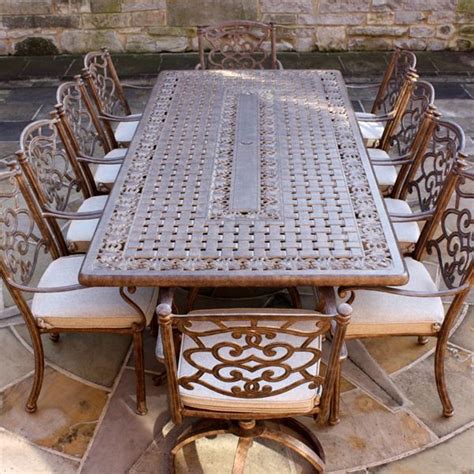 Azur 260cm Rectangular Large Aluminium Garden Dining Table 8 Seater Garden Dining Set