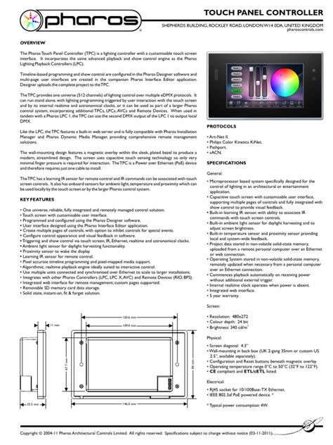 Platine Contrôle Pharostpcdatasheet 1 Pdf Touchscreen Solid