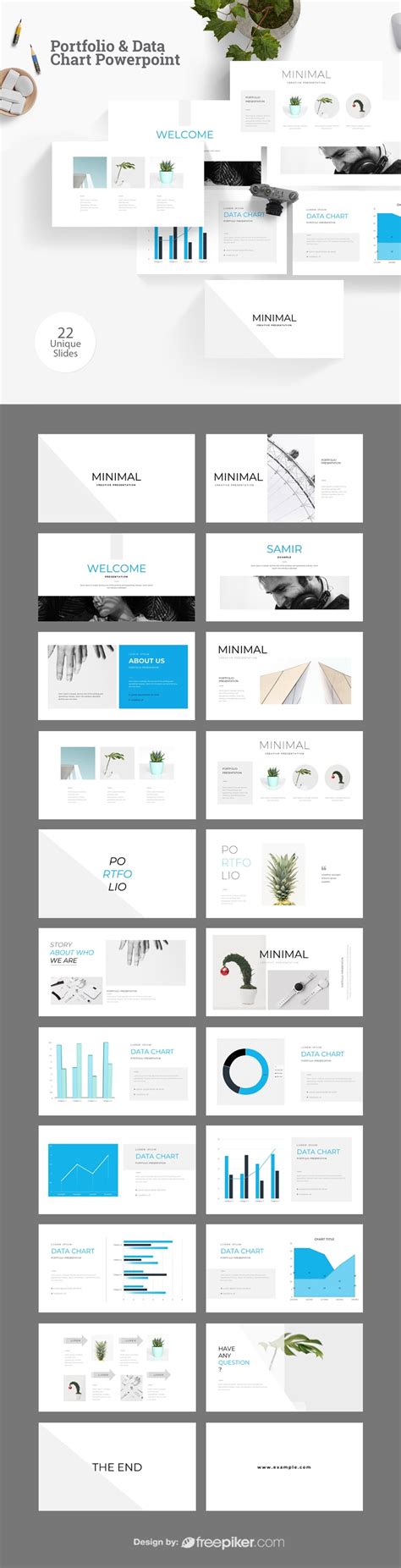 Freepiker Portfolio Data Chart Powerpoint Template