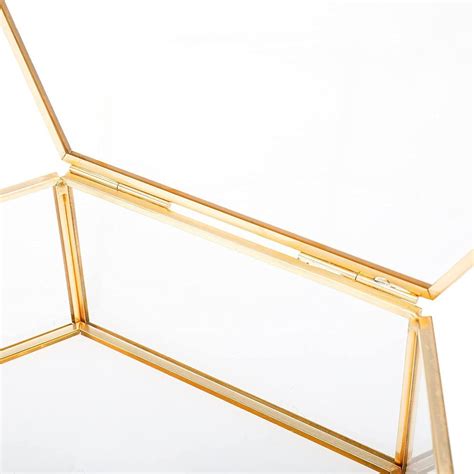 Glass Hexagon Golden Geometric Jewelry Box Display Jewelry Organizer