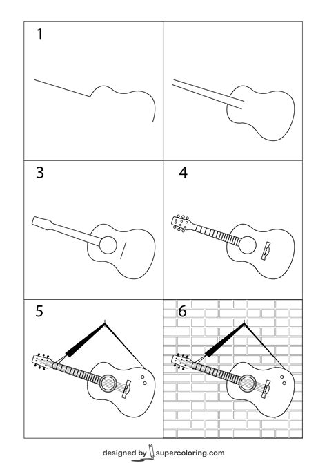 How To Draw A Guitar Step By Step Easy