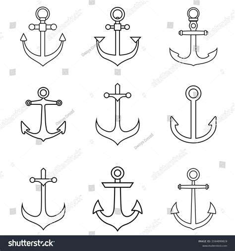 Anchor Icon Vector Set Seafaring Illustration Stock Vector Royalty