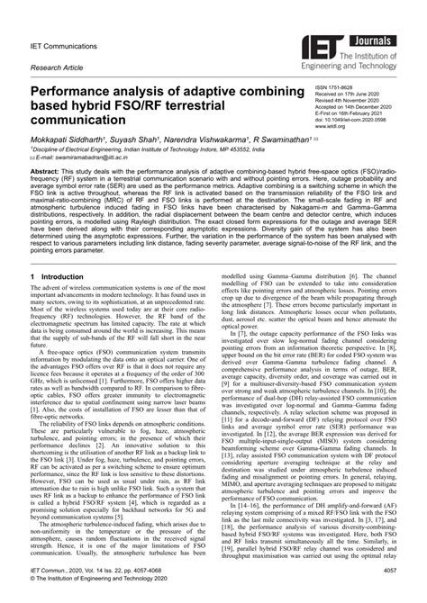 Performance Analysis Of Adaptive Combining Based Hybrid Fsorf Terrestrial Communication