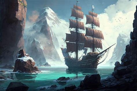 海と船 插画师ペンたろう的ai绘图（风景）插画图片 Bobopic