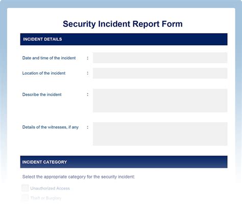 Security Incident Report Template Free Word Pdf And E