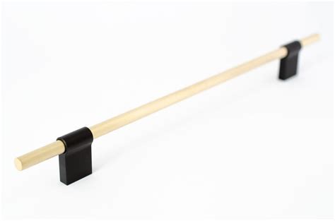 T Bar Line Brass And Black Drawer Pulls Cabinet Hardware Euro • Knobs