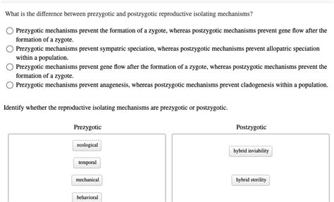 Solved What Is The Difference Between Prezygotic And