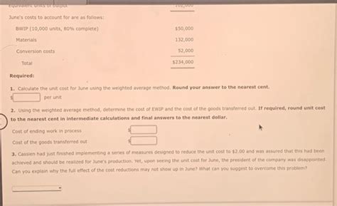 Solved Weighted Average Method Unit Cost Valuing