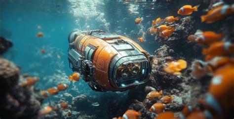Exploring Ocean Depths With An Advanced Robotic Submarine And Bright