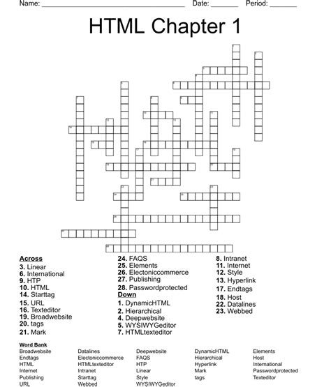 Html Chapter 1 Crossword Wordmint