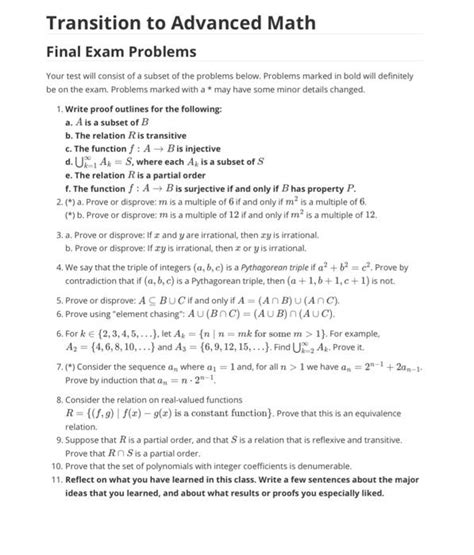 Solved Your Test Will Consist Of A Subset Of The Problems
