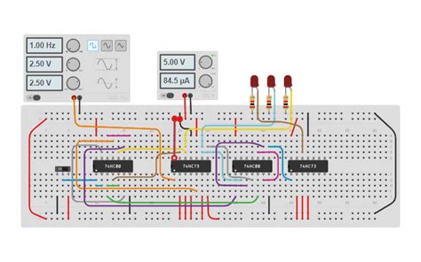 circuit design 3bit asynchronous up down counter tinkercad
