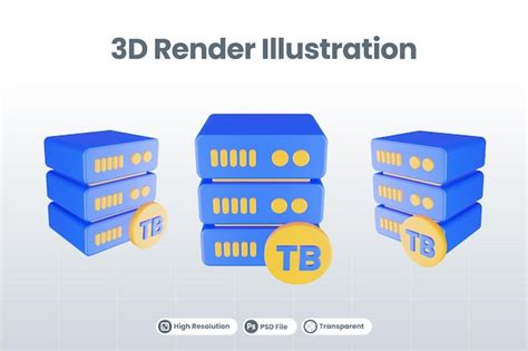 premium psd 3d render database server icon with terabyte icon isolated