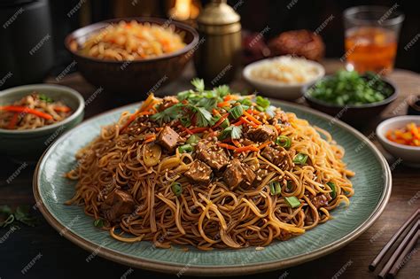 Premium Photo Chow Mein On The Menu