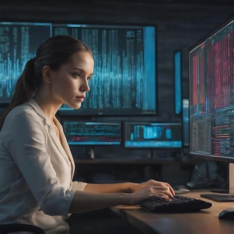 Premium Ai Image Programming Background With Person Working With