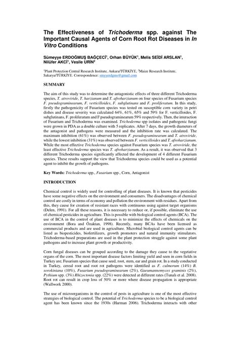 Pdf The Effectiveness Of Trichoderma Spp Against The Important