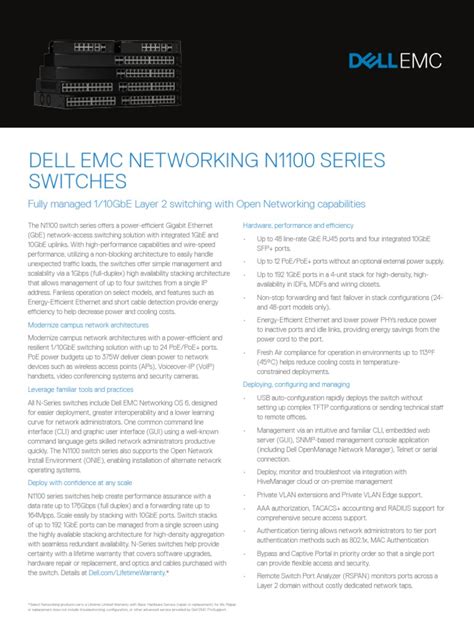 Dell Emc Networking N1100 Series Spec Sheet Download Free Pdf