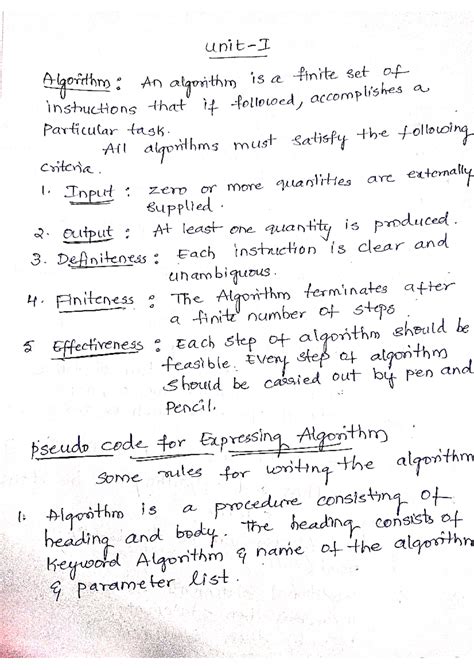 Daa U 1 Daa Unit 1 Algorithm An Algorithm Is A Finite Set Of