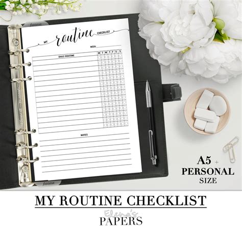 Printable ROUTINE CHECKLIST Insert For Your Personal A5 And Letter Size Planner Habits