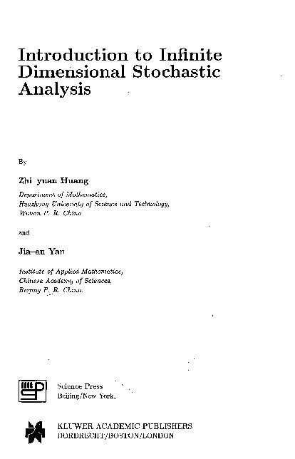 Pdf Introduction To Infinite Dimensional Stochastic Analysis