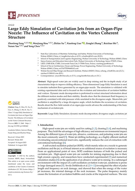 Pdf Large Eddy Simulation Of Cavitation Jets From An Organ Pipe Nozzle The Influence Of
